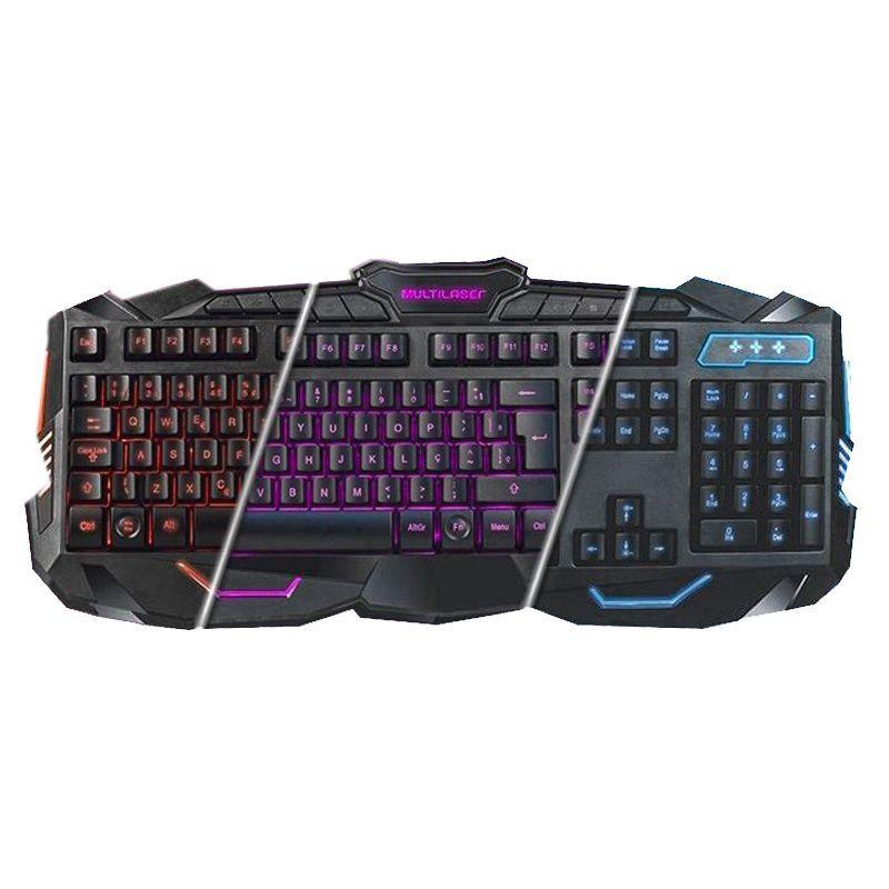 Kit Teclado Mouse Gamer Multimídia Usb Abnt2 Iluminado Led Multilaser ...