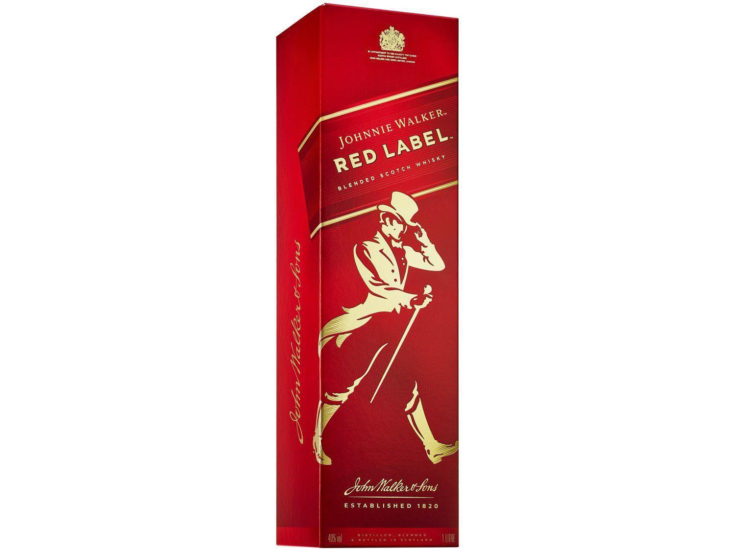 Kit Whisky Johnnie Walker Red Label Escocês 1L - 2 Unidades - Whisky ...
