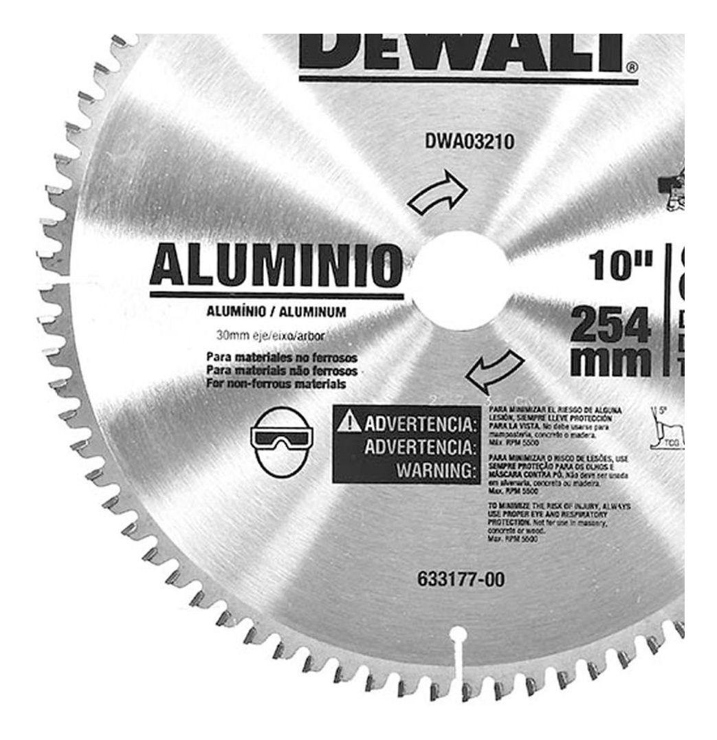 Lamina Serra Esq.10 80 Dentes Aluminio - Dwa03210 Dewalt - Lâmina de ...