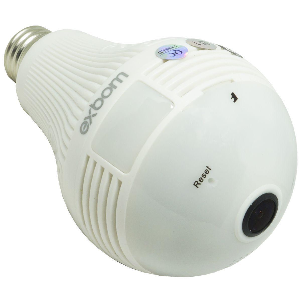 Lâmpada Câmera Espiã 360 Panorâmica Wifi Ip Led Bivolt Microfone e Alto ...