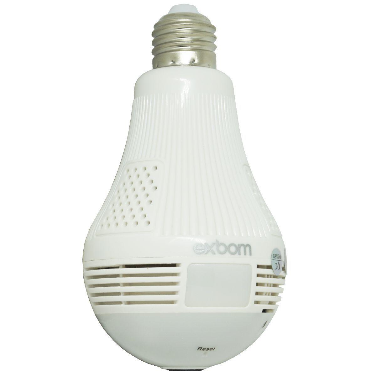 Lâmpada Câmera Espiã 360 Panorâmica Wifi Ip Led Bivolt Microfone e Alto ...