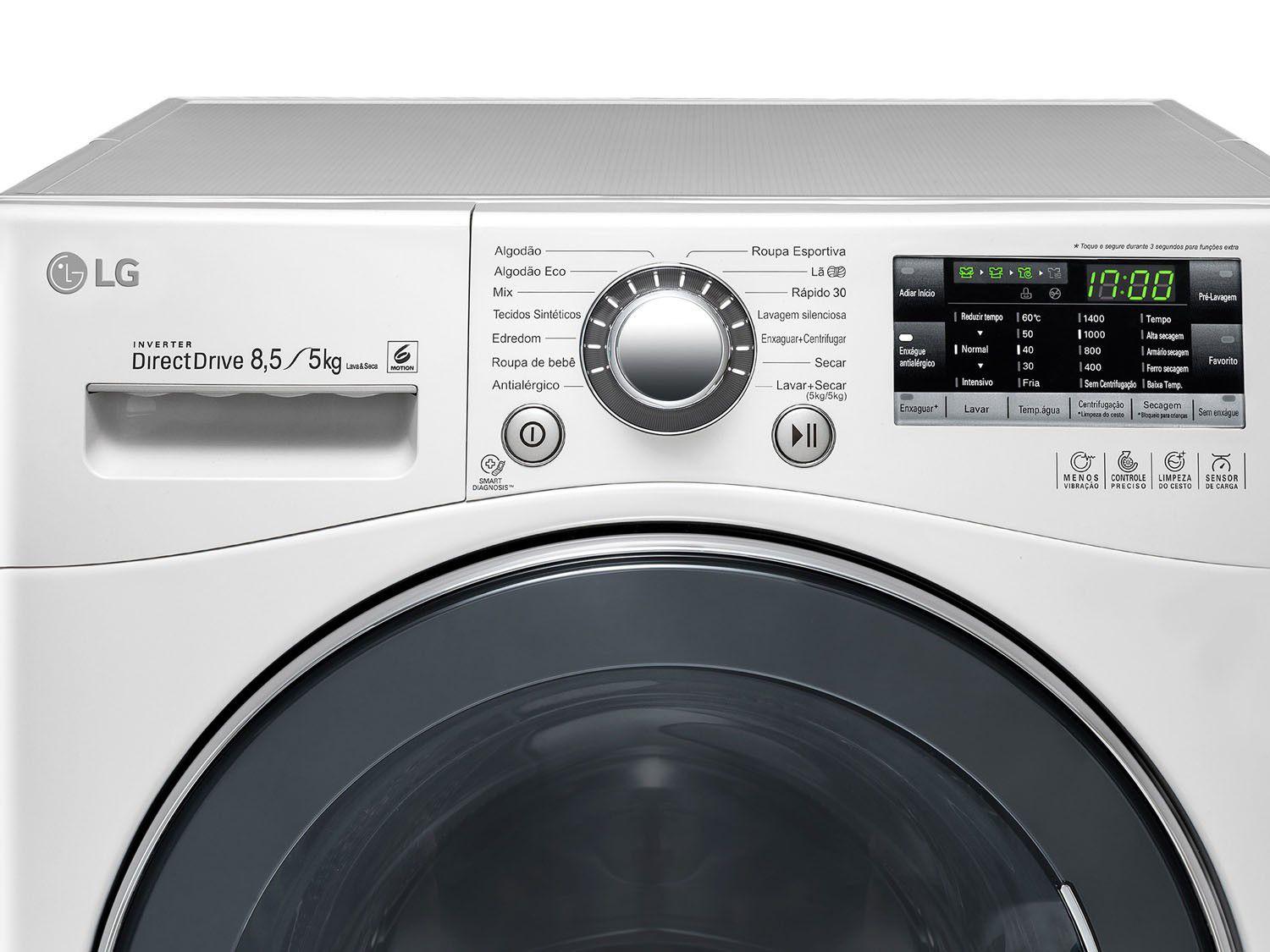 Lava e Seca LG 8,5Kg Direct Drive - 14 Programas de Lavagem Água Quente - Lavadora de Roupas ...