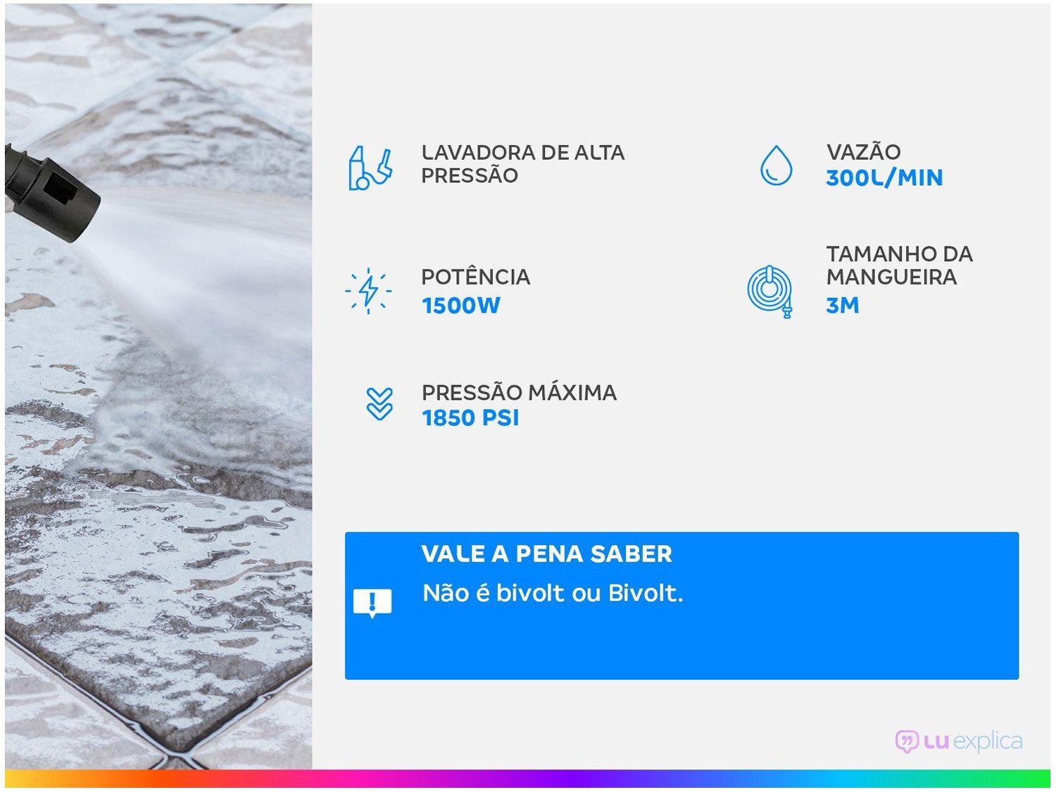 Lavadora de Alta Pressão Electrolux 1850PSI 1500W Super Power Wash EWS50