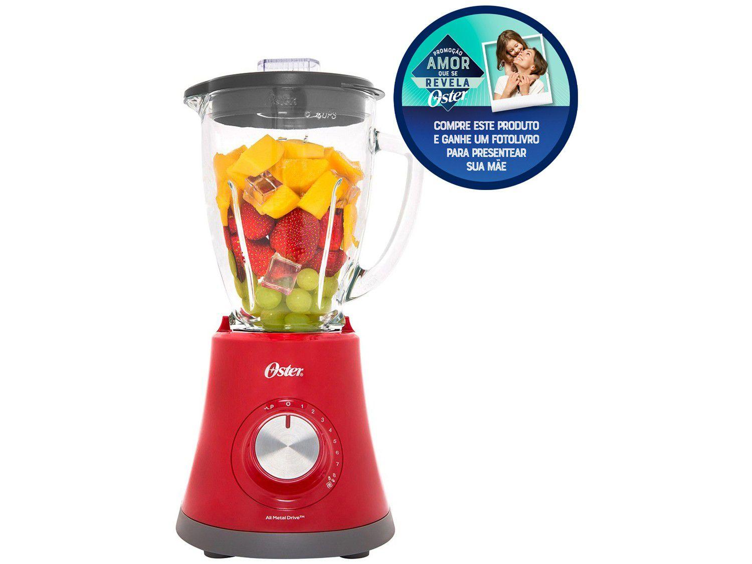Liquidificador Oster Super Chef Copo de Vidro - 1,25L Vermelho 8 ...