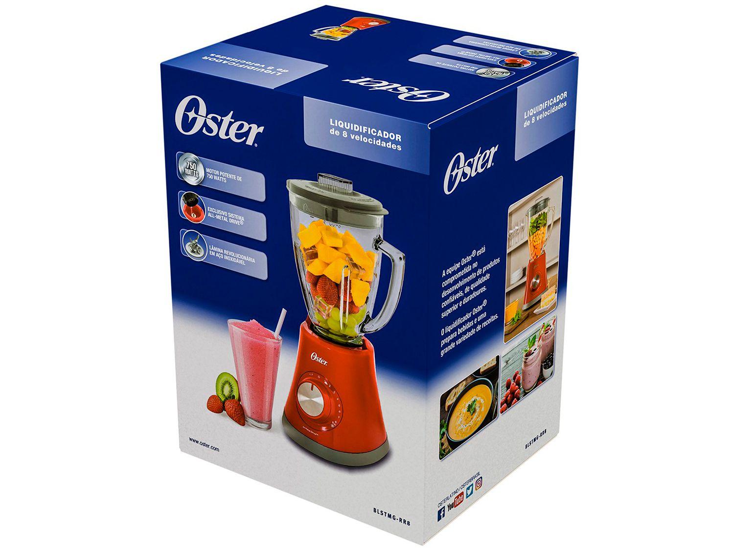 Liquidificador Oster Super Chef Copo de Vidro - 1,25L Vermelho 8 ...