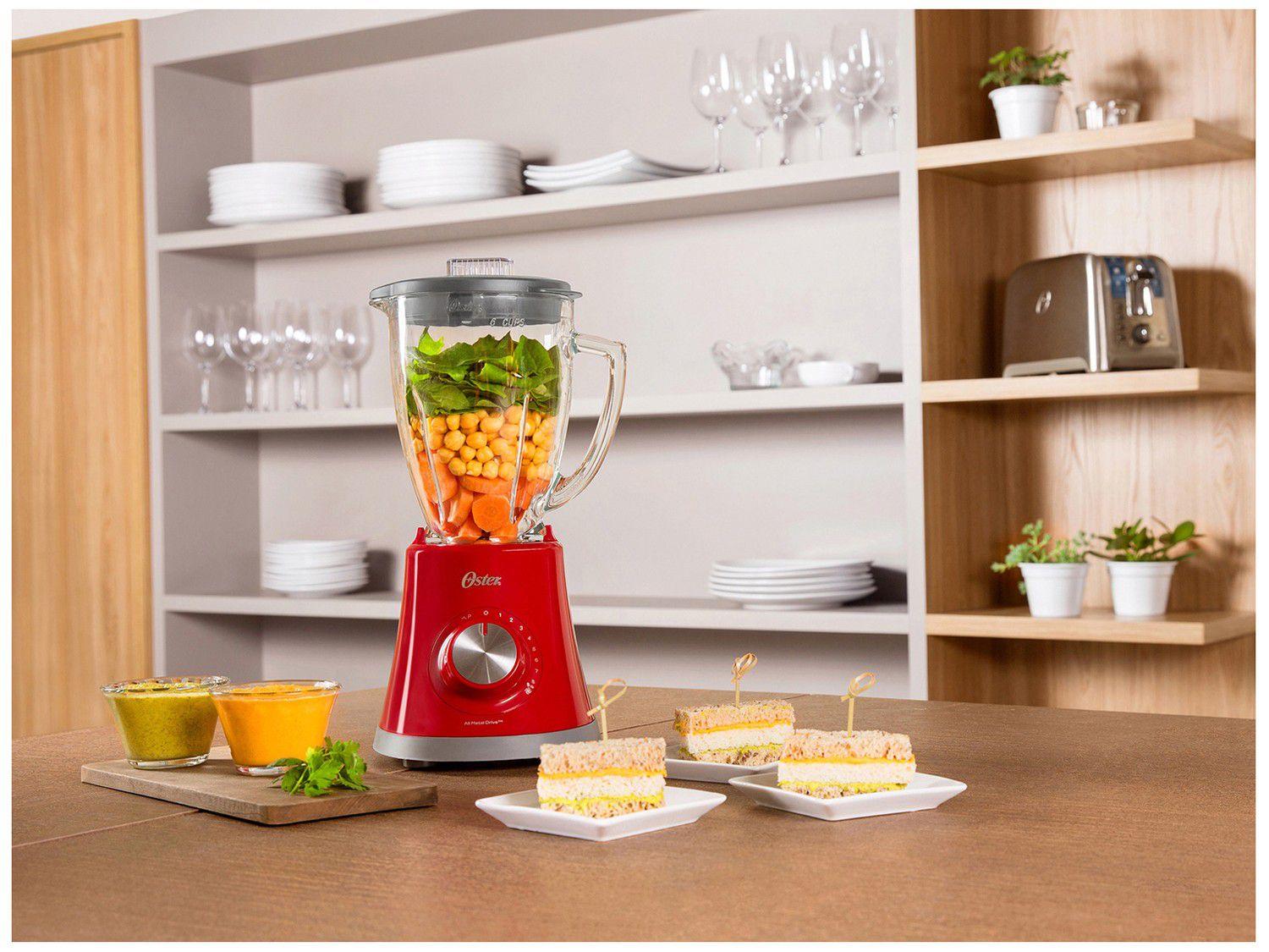 Liquidificador Oster Super Chef Copo de Vidro 1,25L Vermelho 8 ...