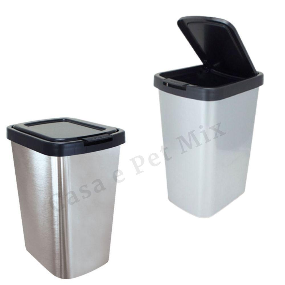 Lixeira Plastico Tampa Click Label Metalico Cesto De Lixo - ARQPLAS ...