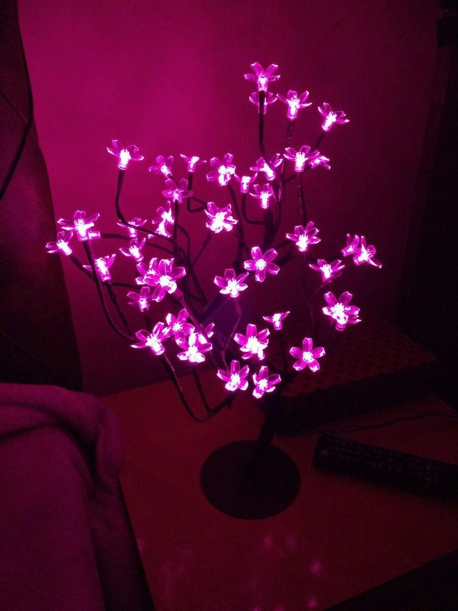Luminária Árvore Flor De Cerejeira 48 Leds Abajur Bivolt Rosa ...