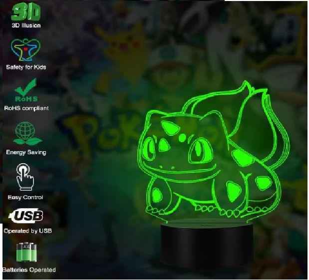 Luminária De Acrílico - Pokemon Bulba Sauro 7 Cores - Ursao - Luminária ...