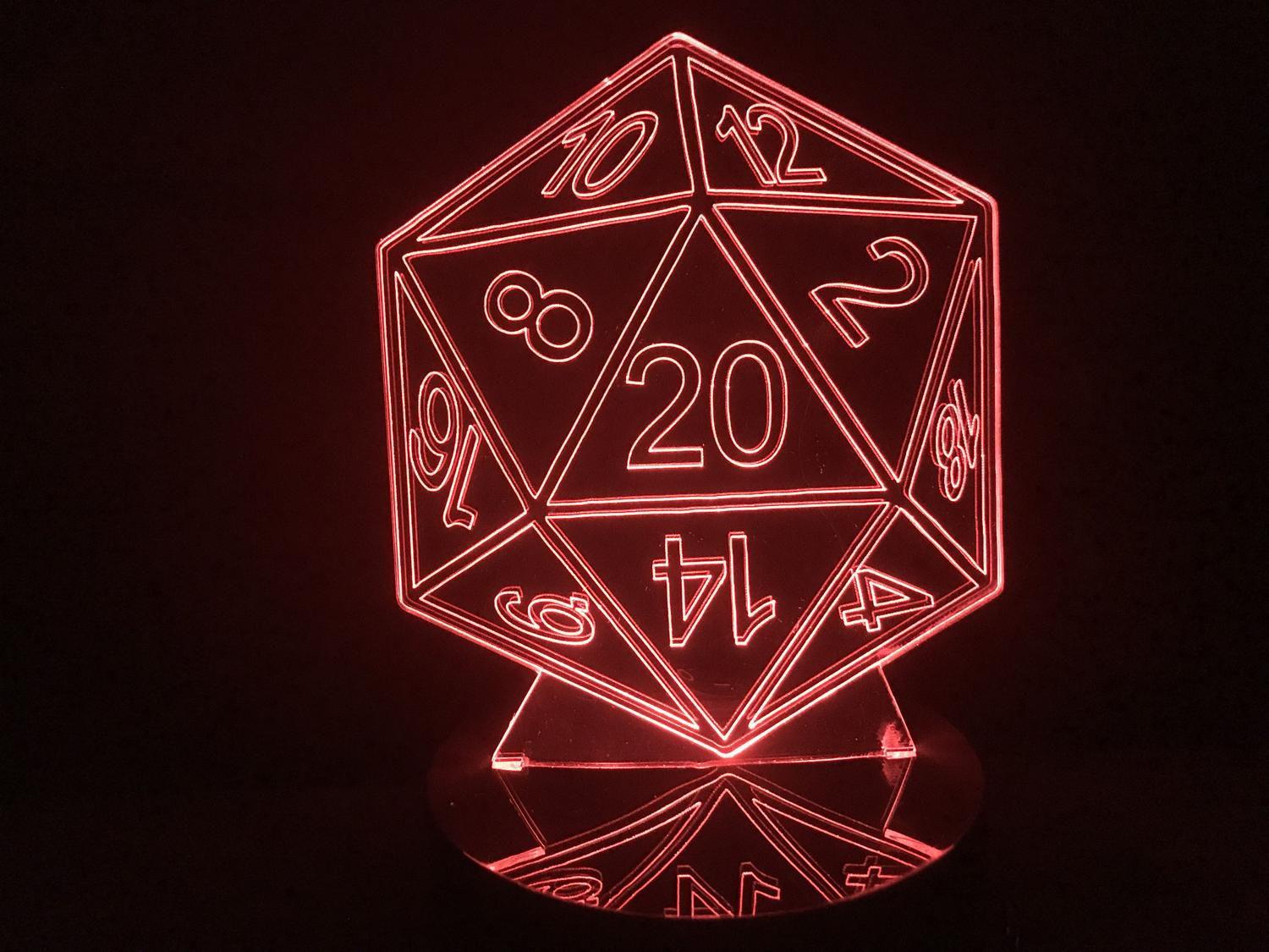 Luminária Led 3d Dado Rpg D&d Vermelho Acrílico Abajur - Geeknario ...