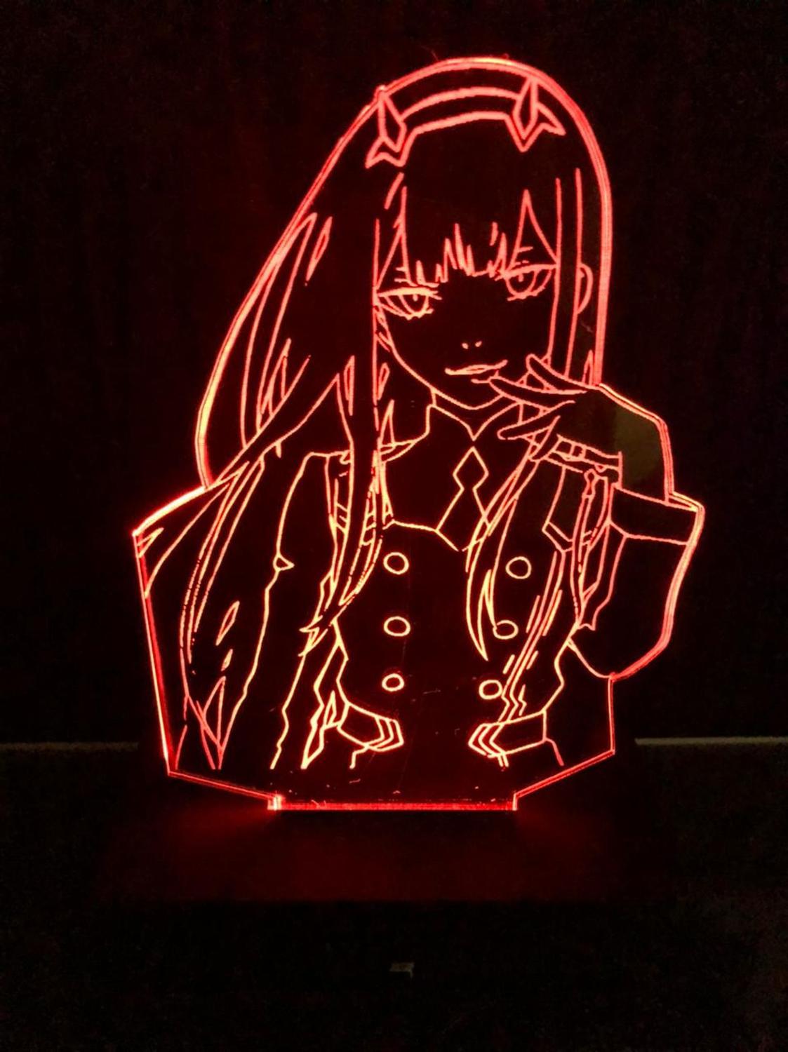 Luminária Led 3d, Zero Two, Anime, 16 Cores+controle, Anime,Presente ...