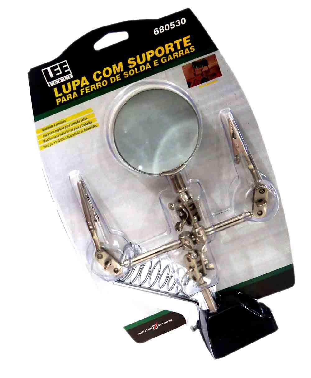 Lupa Com Suporte Para Ferro De Solda E Garras(E) - Leetools - Lupa para ...