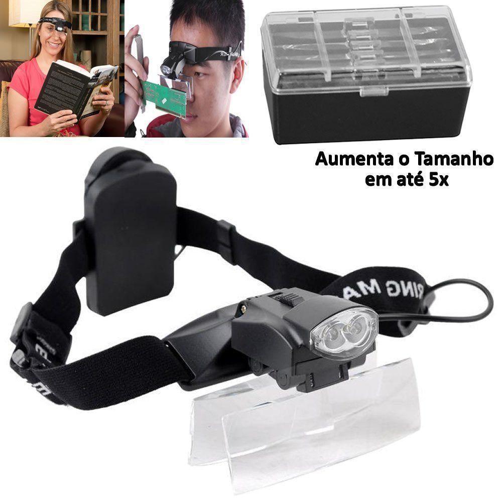 Lupa de Cabeça Profissional 2 LEDS 5 lentes aumento CBRN01286 ...