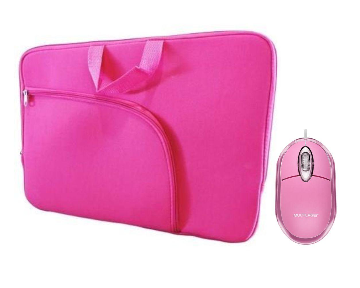 Luva com Bolso e Alça Capa para Notebook 15,6 + Mouse Rosa - Multilaser ...