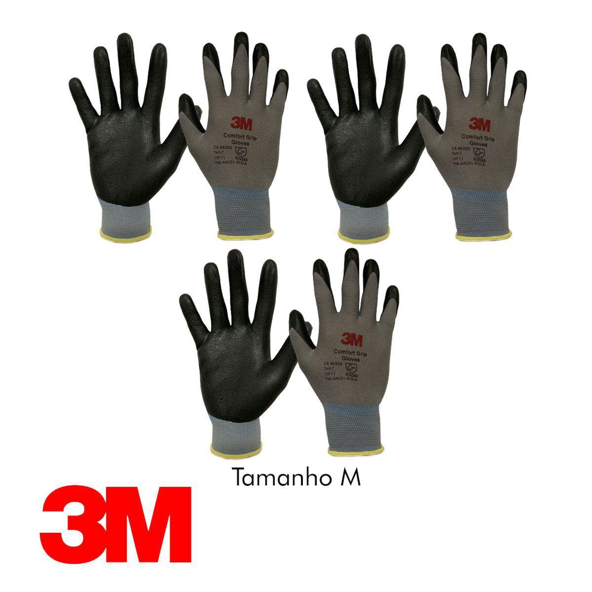 Luva Comfort Grip Gloves 3M 3 Par Borracha De Nitrilo Tam M - Luva de ...