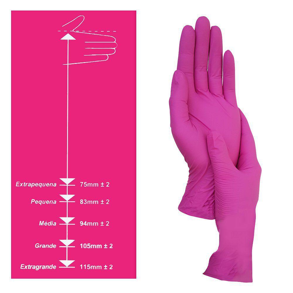 Luva Nitrílica Rosa Pink Sem Pó Com 100 Unidades - SUPERMAX - Luvas ...