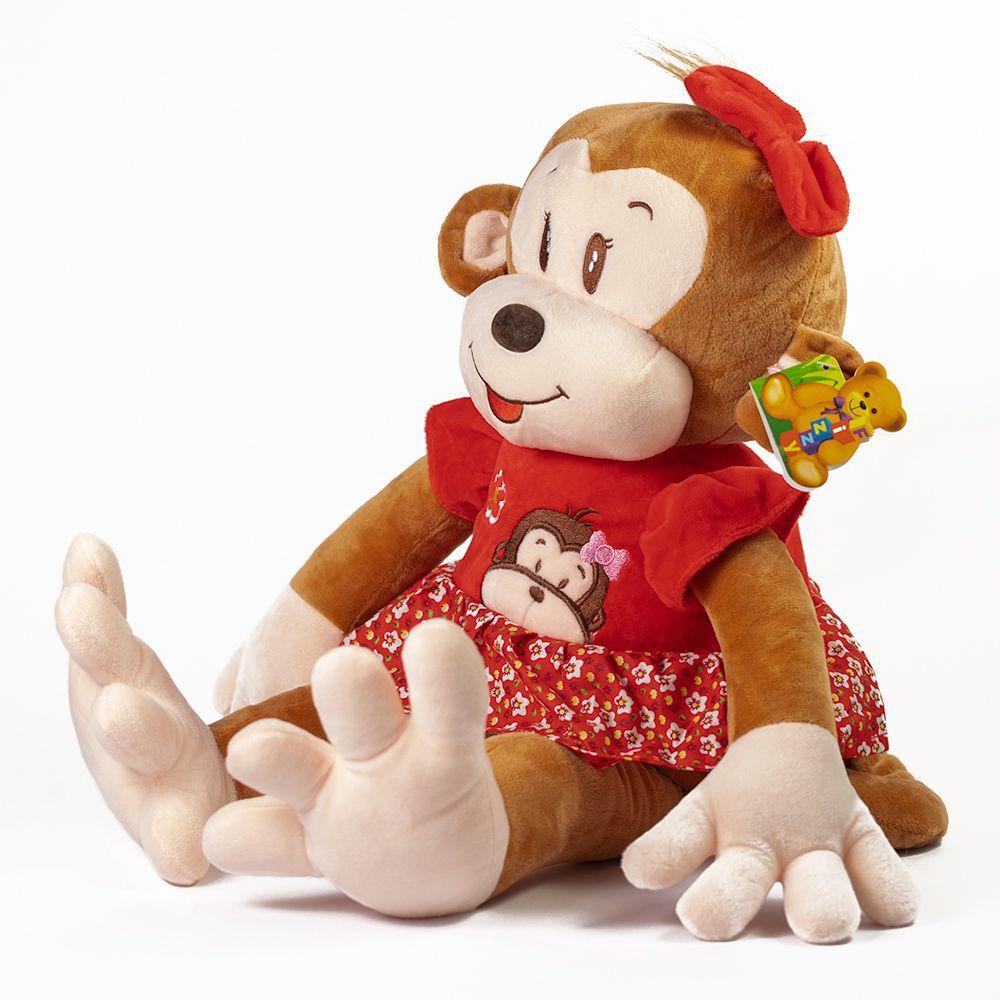 Macaco Pelúcia Com Vestido Bordado Vermelho 65cm FE6771 - Fizzy ...