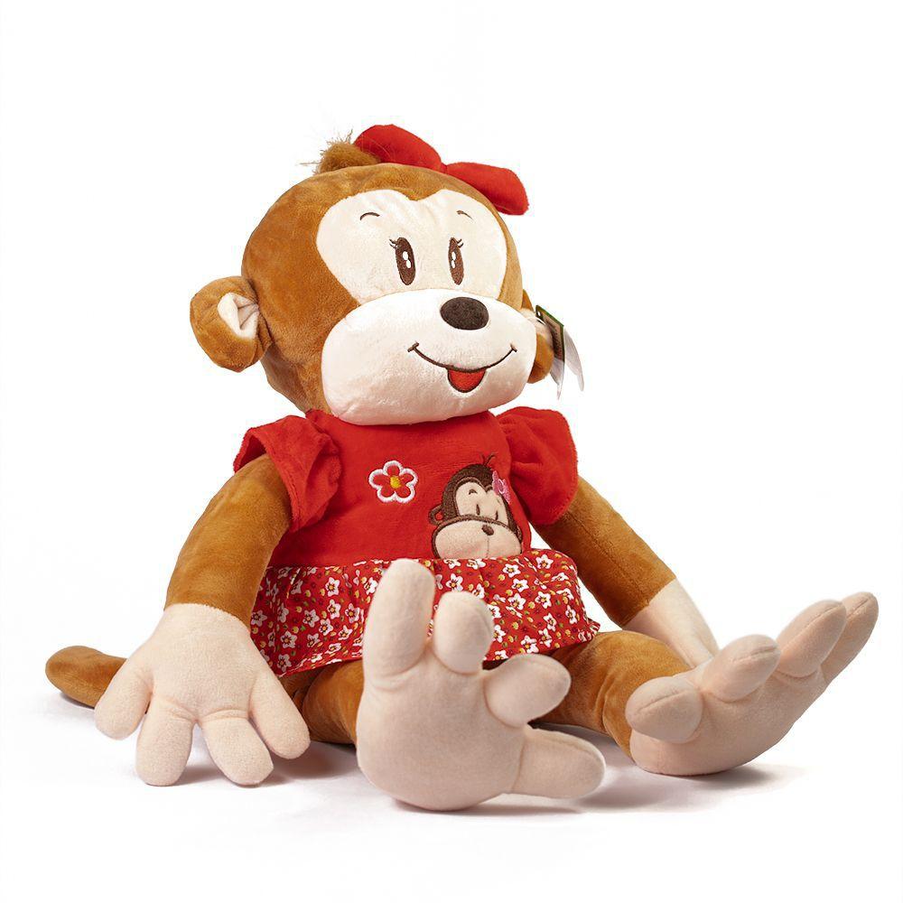 Macaco Pelúcia Com Vestido Bordado Vermelho 65cm FE6771 - Fizzy ...