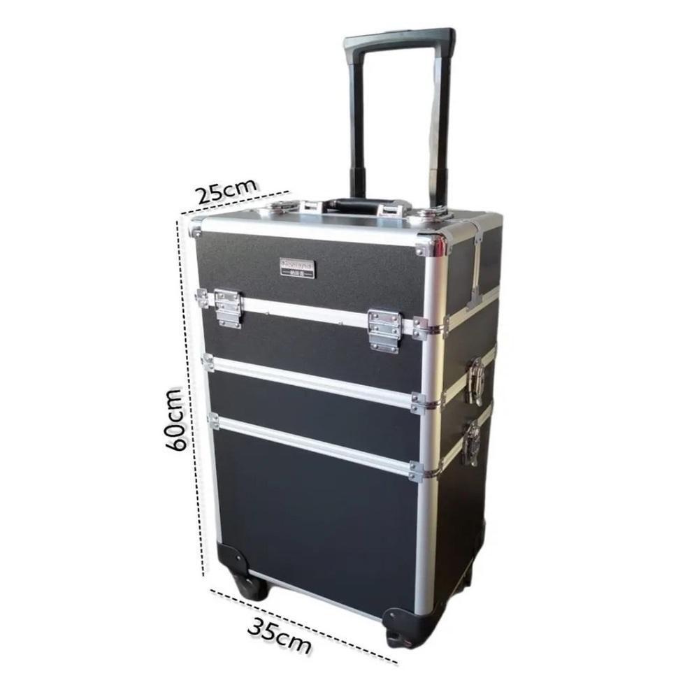 Mala maleta de maquiagem carrinho empilhável 3 em 1 maquiador 3 andares aluminio make grande ...