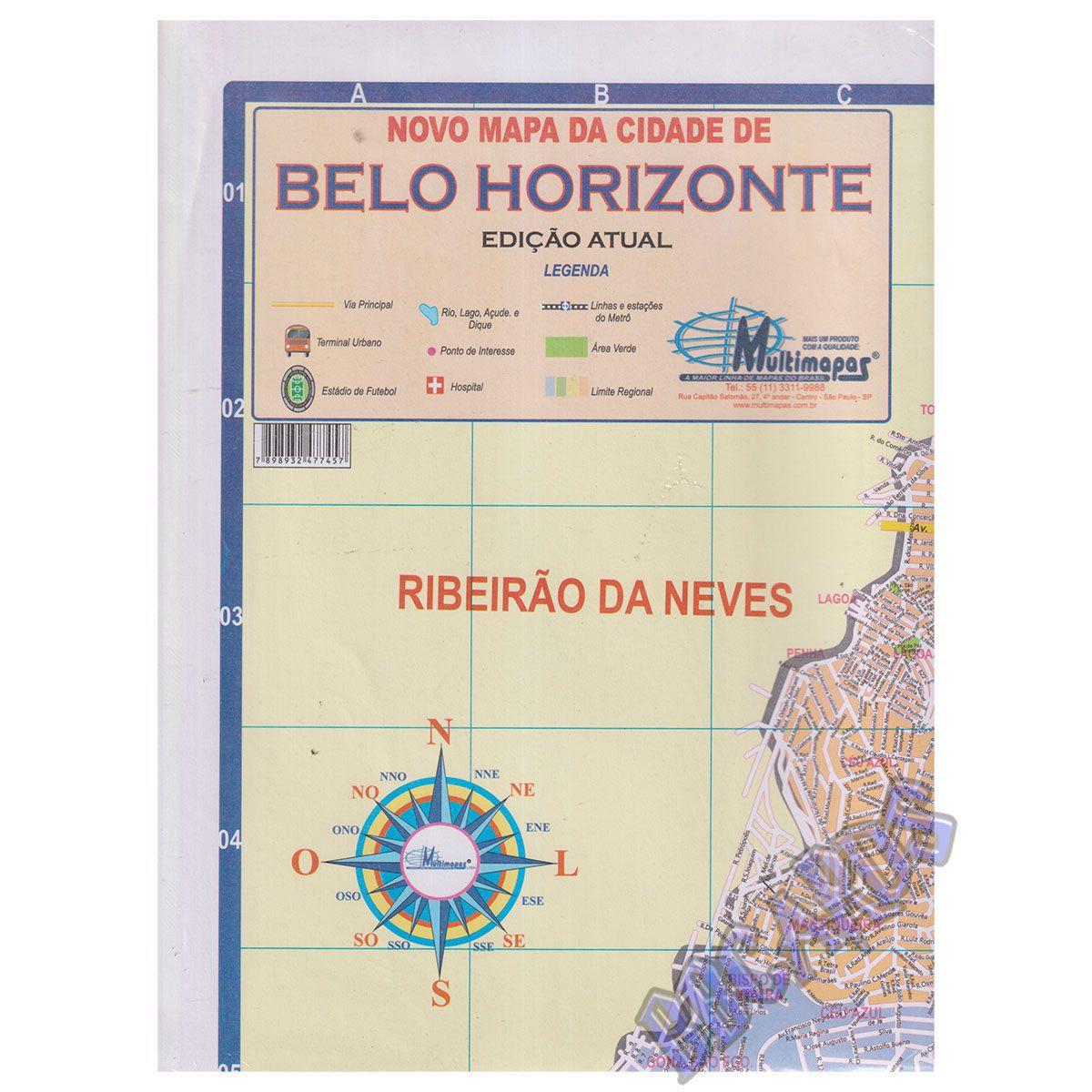Mapa da Cidade de Belo Horizonte Edição Atual 120x90 - Multimapas ...
