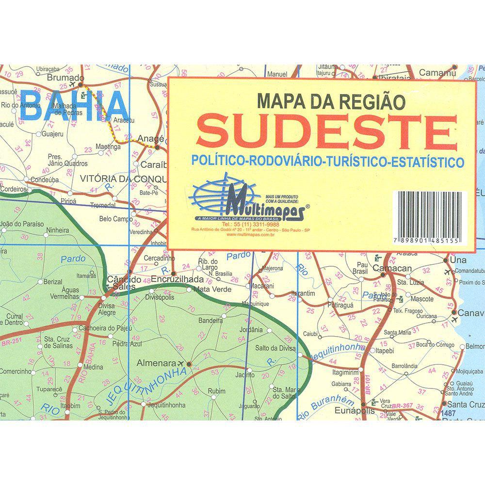 Mapa da Região Sudeste Político Rodoviário Atualizado 120X90 ...
