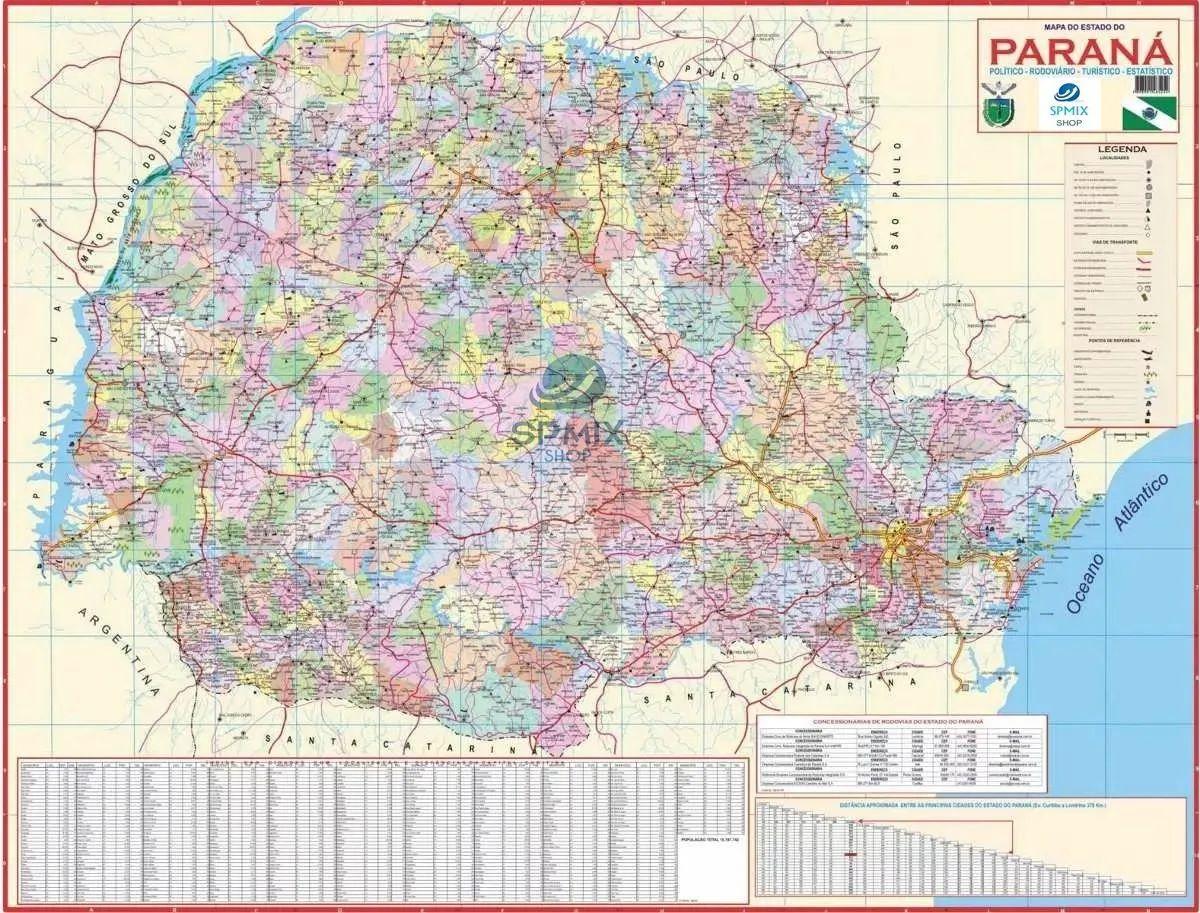 Mapa Estado De Paraná 120 X 90cm Gigante - Enrolado - SPM - Mapas e ...