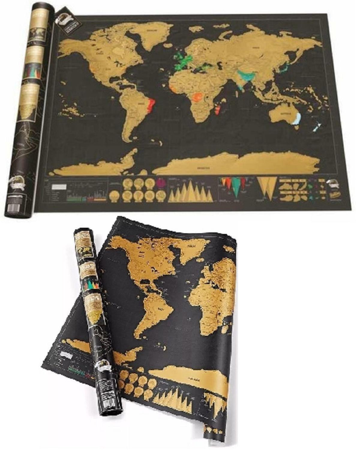 Mapa Mundi De Raspar Viagem Raspadinha Scratch Map 80x60cm - Uny Gift ...