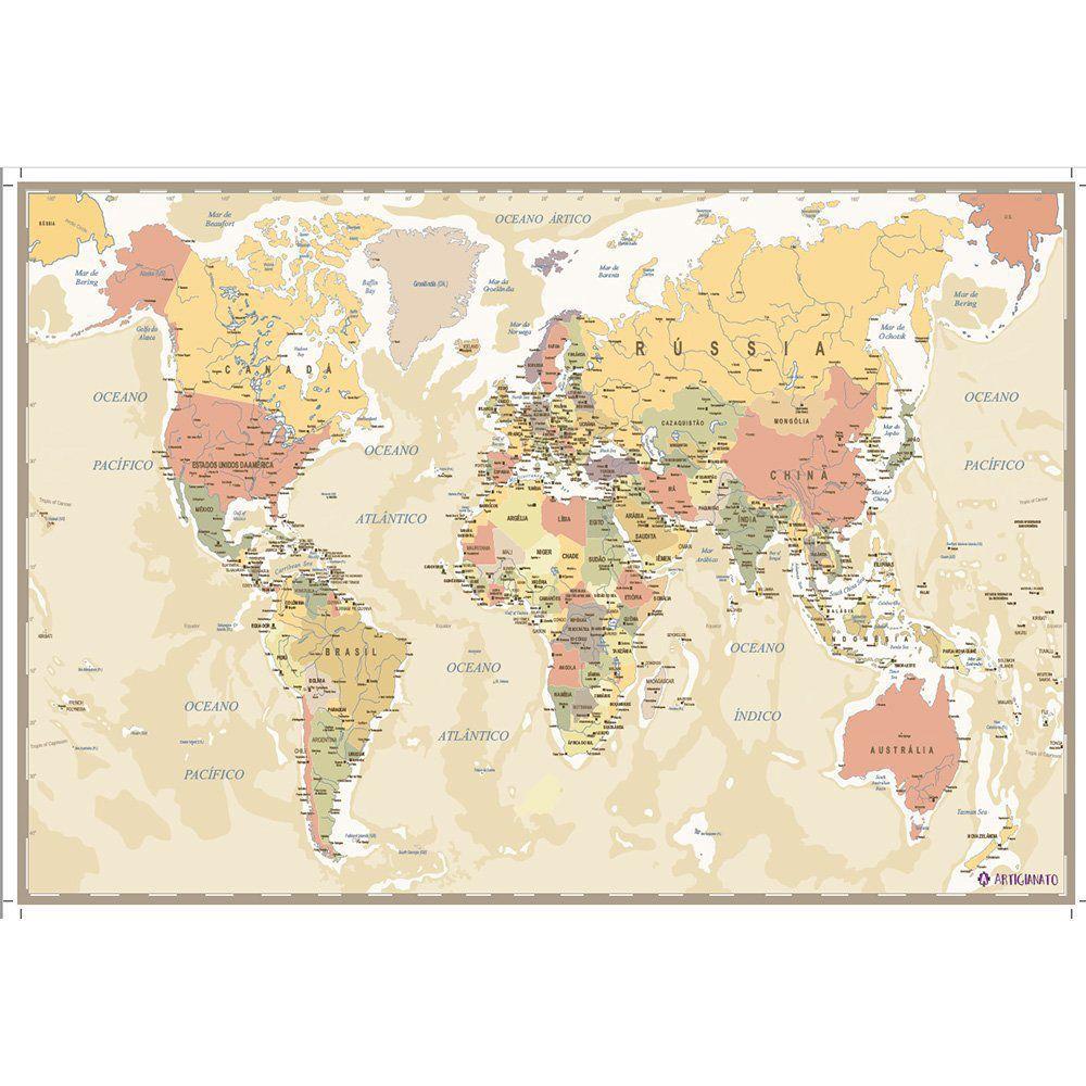 Mapa Mundi retrô adesivado 105 CX 1 Unid - Artigianato - Mapas e Atlas ...