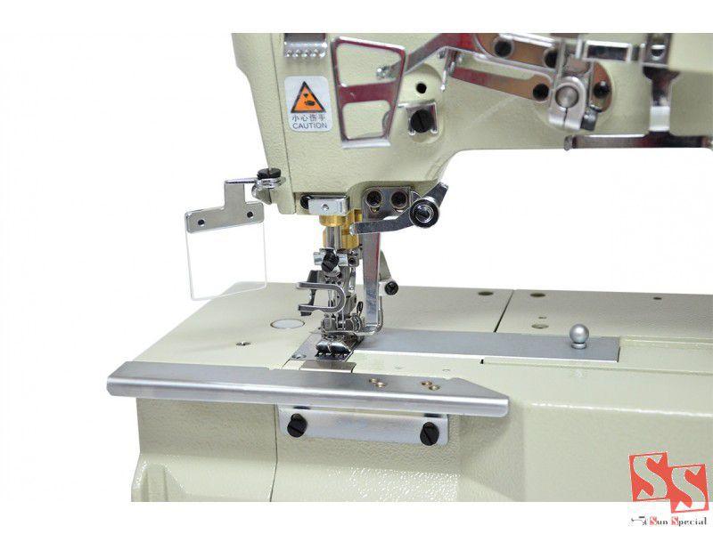 Máquina de Costura Industrial Galoneira c/ Direct Drive, Base Plana Fechada, 3 Agulhas, 5 Fios ...