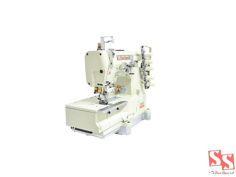 Máquina de Costura Industrial Galoneira c/ Direct Drive, Base Plana Fechada, 3 Agulhas, 5 Fios ...