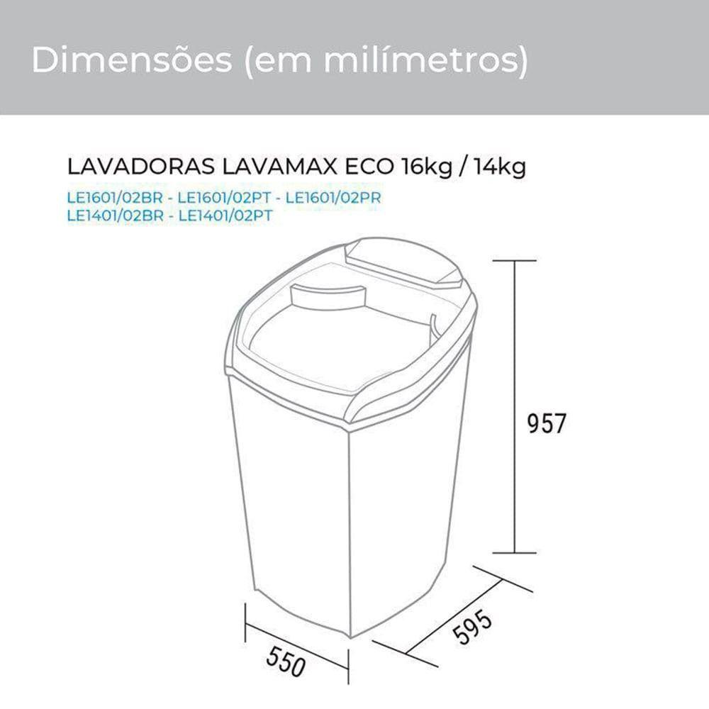 Máquina de Lavar Lavamax Eco 16kg Semiautomática com Timer LE1602PR Suggar - Tanquinho ...
