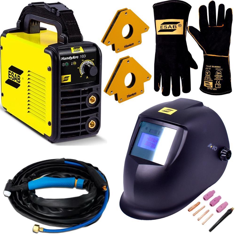 Maquina de Solda Inversora Tig Esab 160I C Tocha Mascara Autimatica e ...