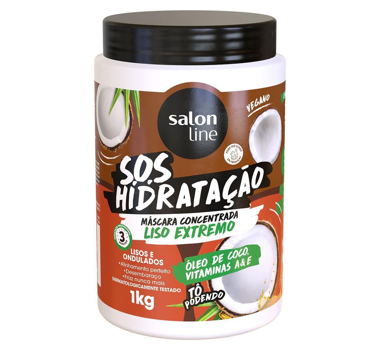 Máscara Sos Hidratação Liso Extremo Salon Line 1Kg - Máscara Capilar ...