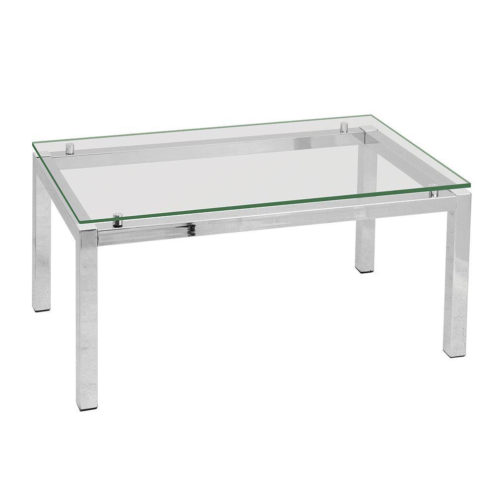 Mesa de Centro Retangular Cromada e Tampo de Vidro - Criativa - Outros ...