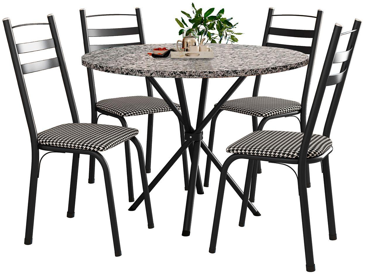 Mesa de Jantar 4 Cadeiras Redonda Artefamol América Capri