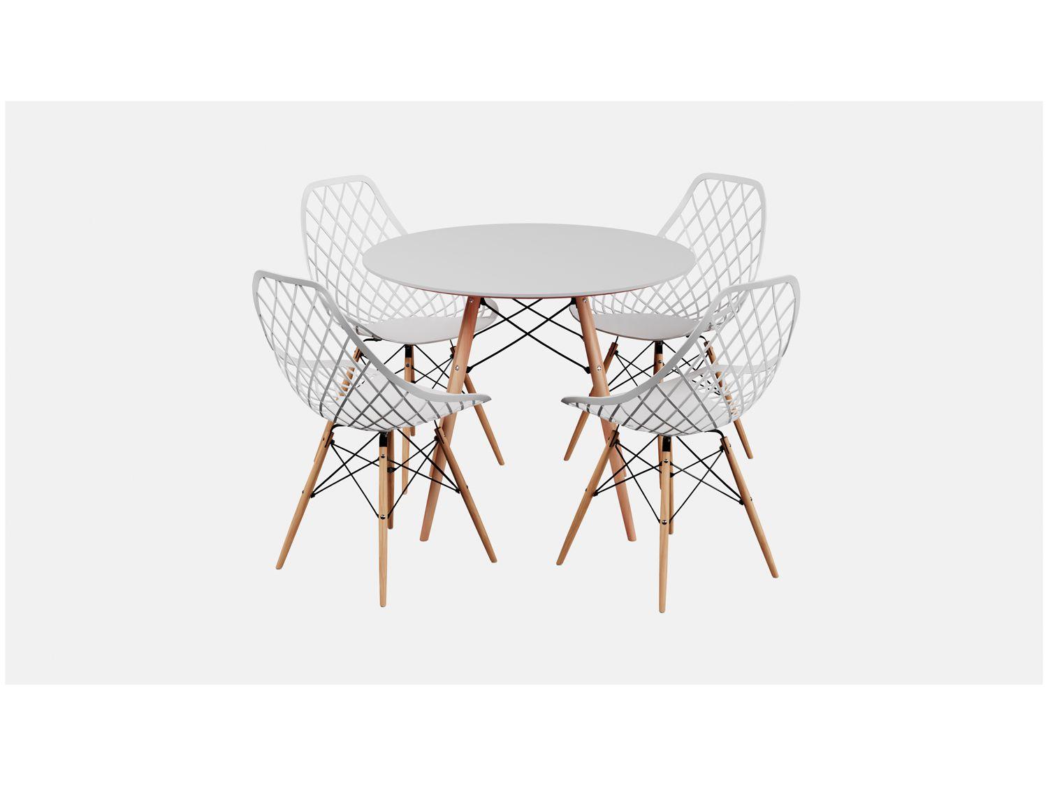 Mesa de Jantar 4 Cadeiras Redonda Branca Empório Tiffany Eames Kayla