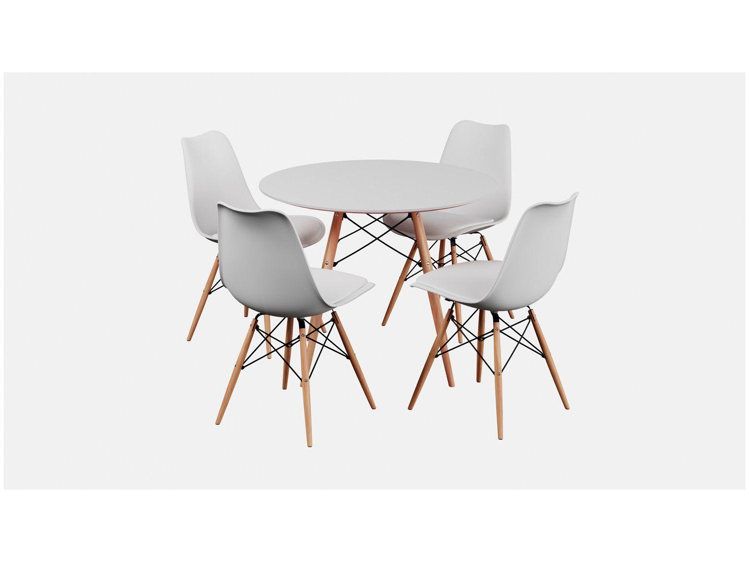 Mesa de Jantar 4 Cadeiras Redonda Branca