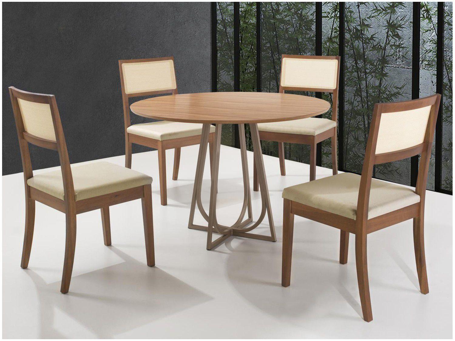 Mesa de Jantar 4 Cadeiras Redonda - Herval Goya - Móveis para Sala de Jantar - Magazine Luiza