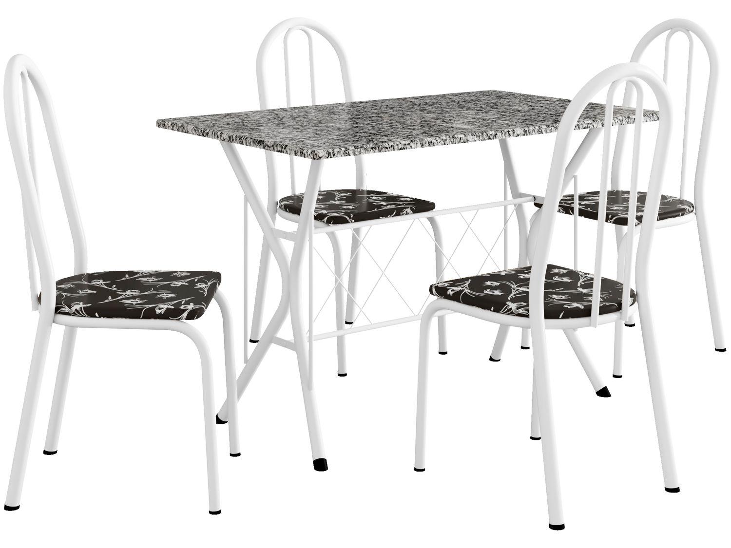 Mesa de Jantar 4 Cadeiras Retangular Branca Artefamol Ravena