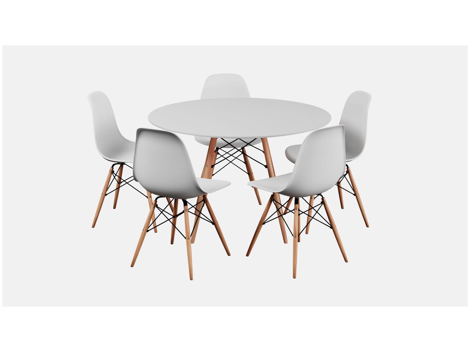 Mesa de Jantar 5 Cadeiras Redonda Branca Empório Tiffany Eames