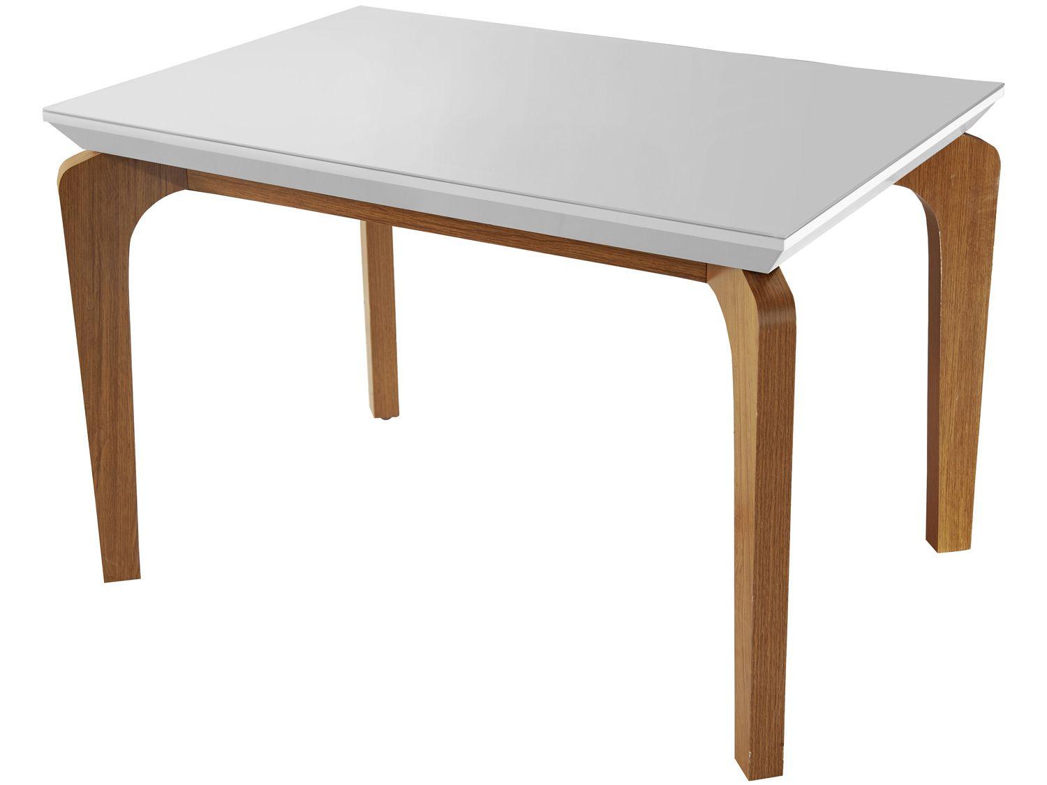 Mesa de Jantar 6 Lugares Retangular Off-White e Imbuia Rufato Londrina