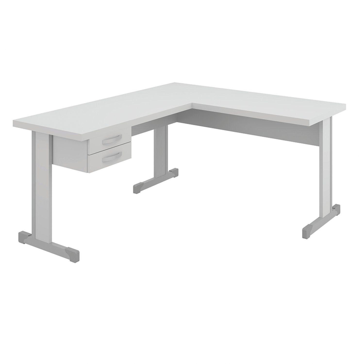 Mesa em L para Escritório 2 Gavetas 170cmx150cm Office Plata Móveis ...