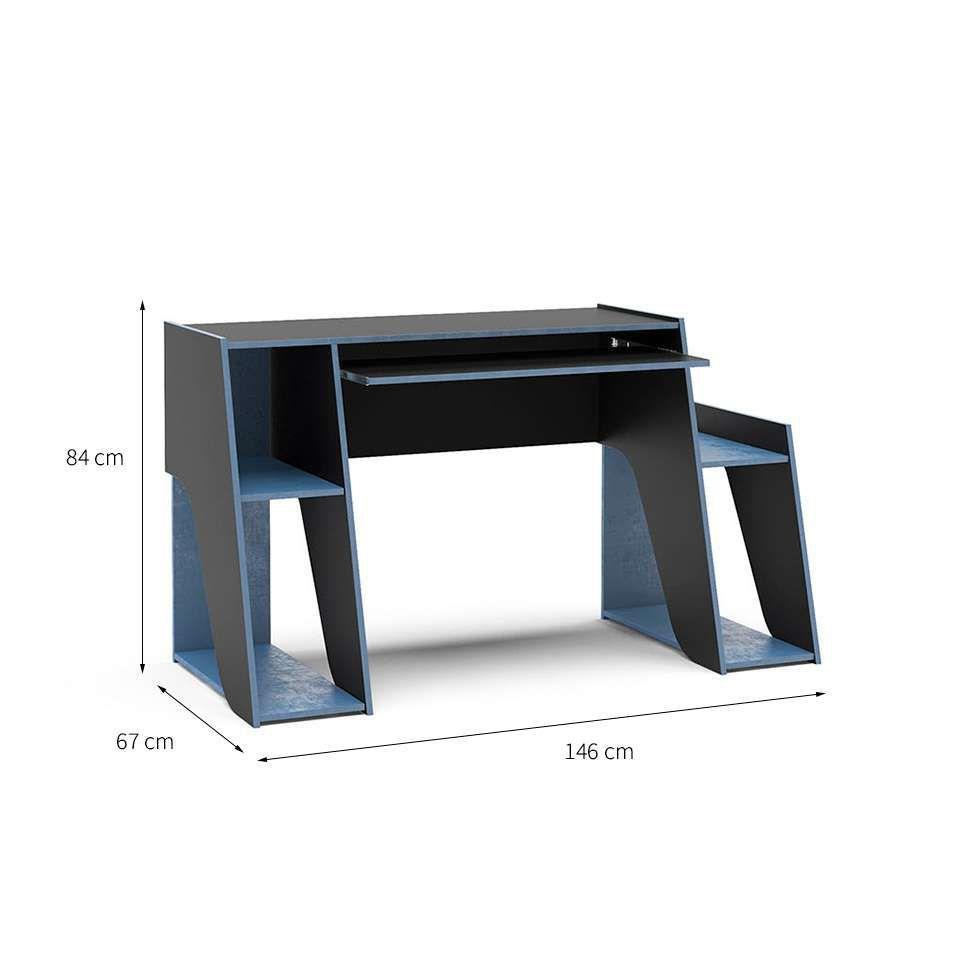 Mesa Gamer Kyoto Preta e Azul - Politorno - Mesa Gamer - Magazine Luiza