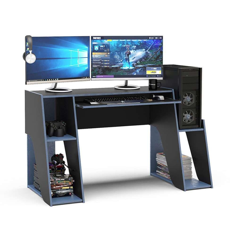 Mesa Gamer Kyoto Preta e Azul - Politorno - Mesa Gamer - Magazine Luiza
