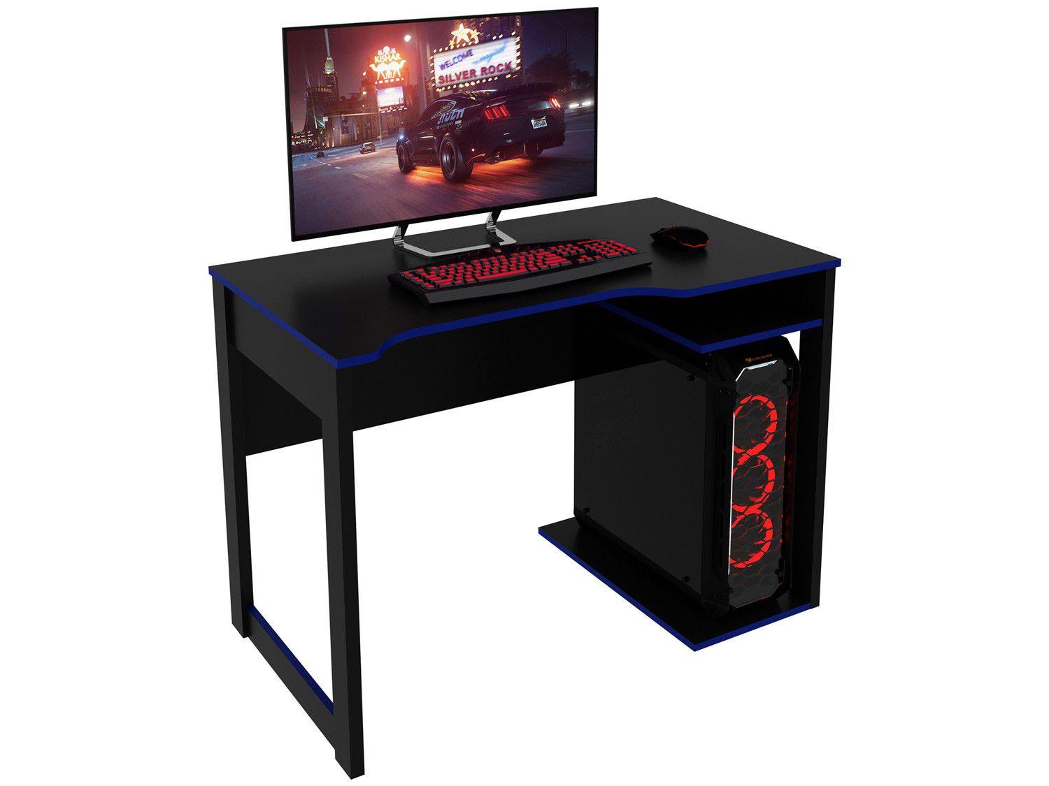 Mesa Gamer Tecno Mobili ME4161 Preta e Azul