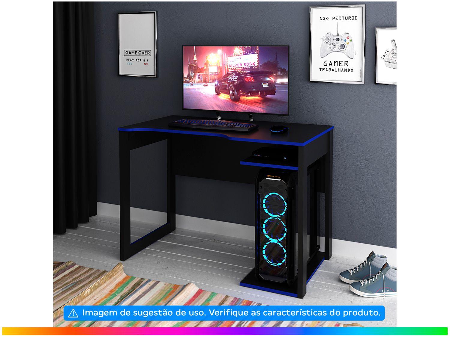 Mesa Gamer Tecno Mobili ME4161 Preta e Azul