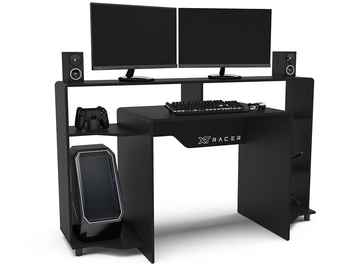 Mesa Gamer XT Racer Control Preta e Branca 5 Nichos