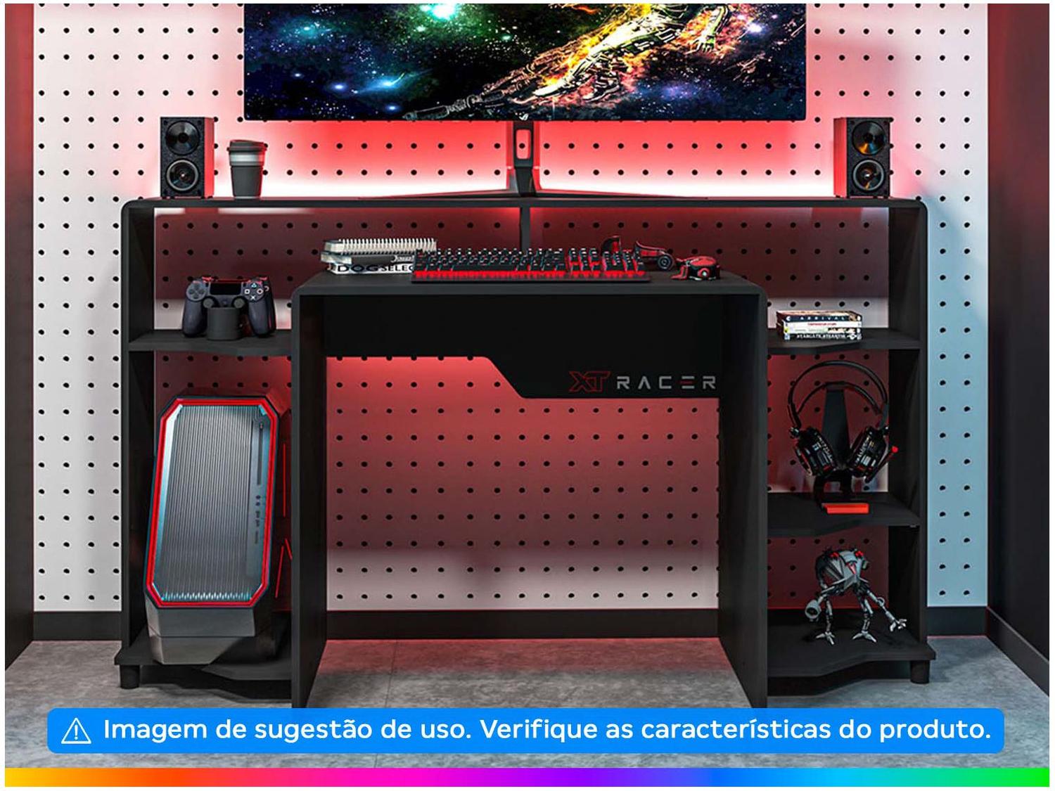 Mesa Gamer XT Racer Control Preta e Vermelha 5 Nichos