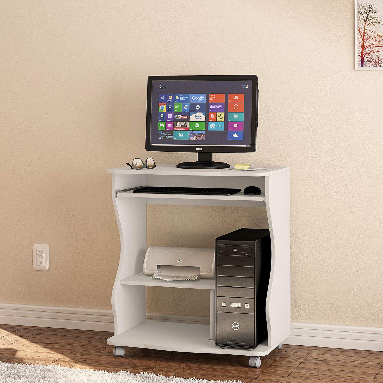 Mesa para Computador com Rodízios Verona Politorno Branco ...