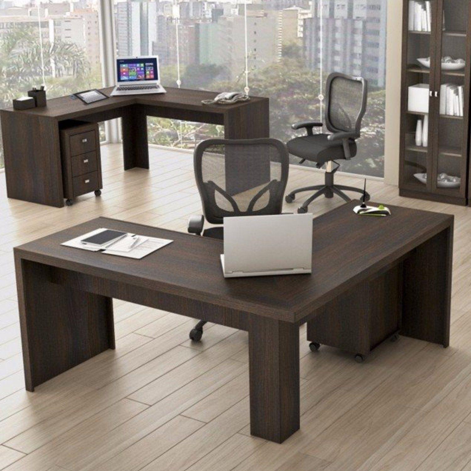 Mesa para Escritório em L Angular ME4116 Tecno Mobili Tabaco - Mesas ...